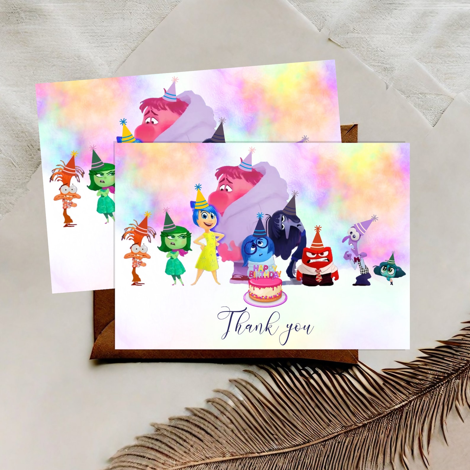 Inside Out 2 Thank You Card, Inside Out Birthday Thank You Card, Inside ...