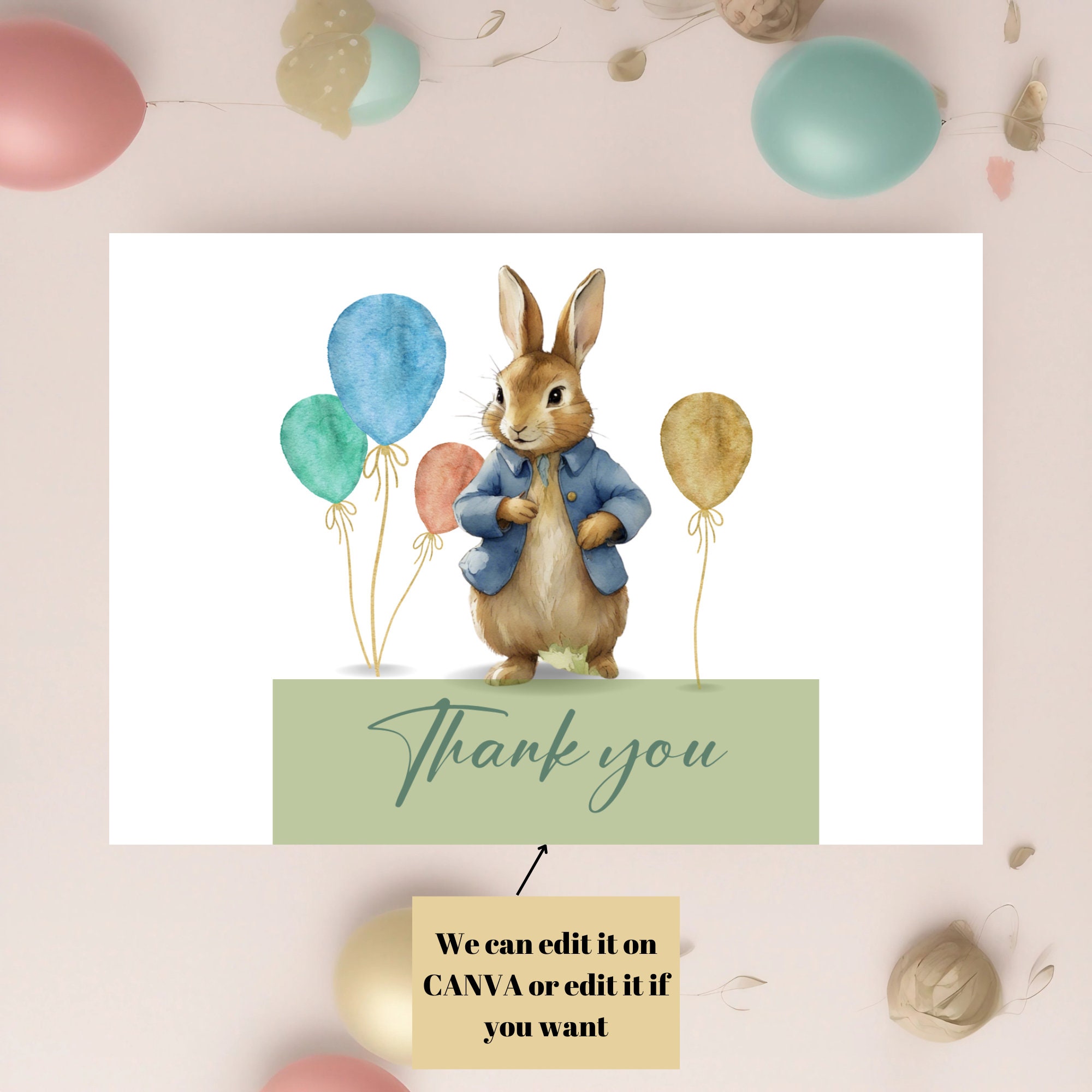 Peter Rabbit Thank You Card, Watercolor Peter Rabbit Thank You Card ...