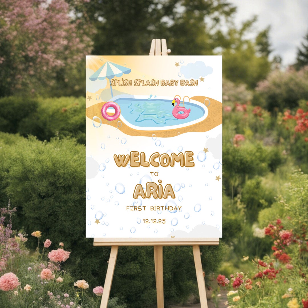 Pool Welcome Sign, Summer Pool Birthday Party Welcome Sign, Editable ...
