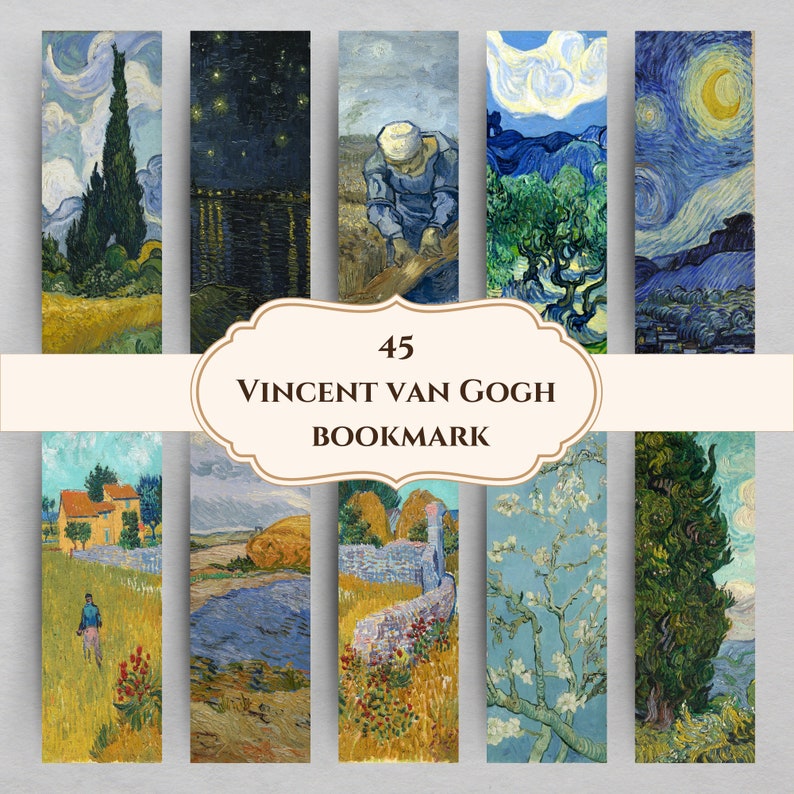 Vincent Van Gogh Bookmark Printable, Van Gogh Lovers Digital Bookmark ...