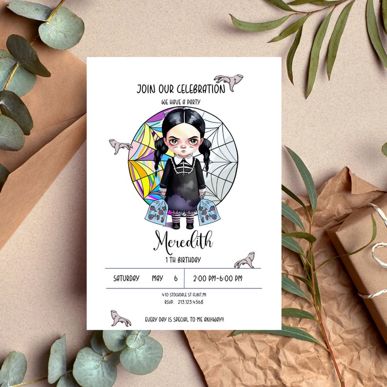 Wednesday Birthday Invitation Printable Wednesday Addams - Etsy