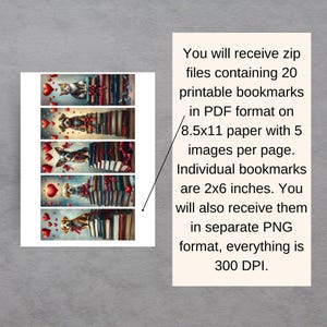 Valentine's Day Bookmarks Printable, Book Lovers Designs, Digital Cat ...