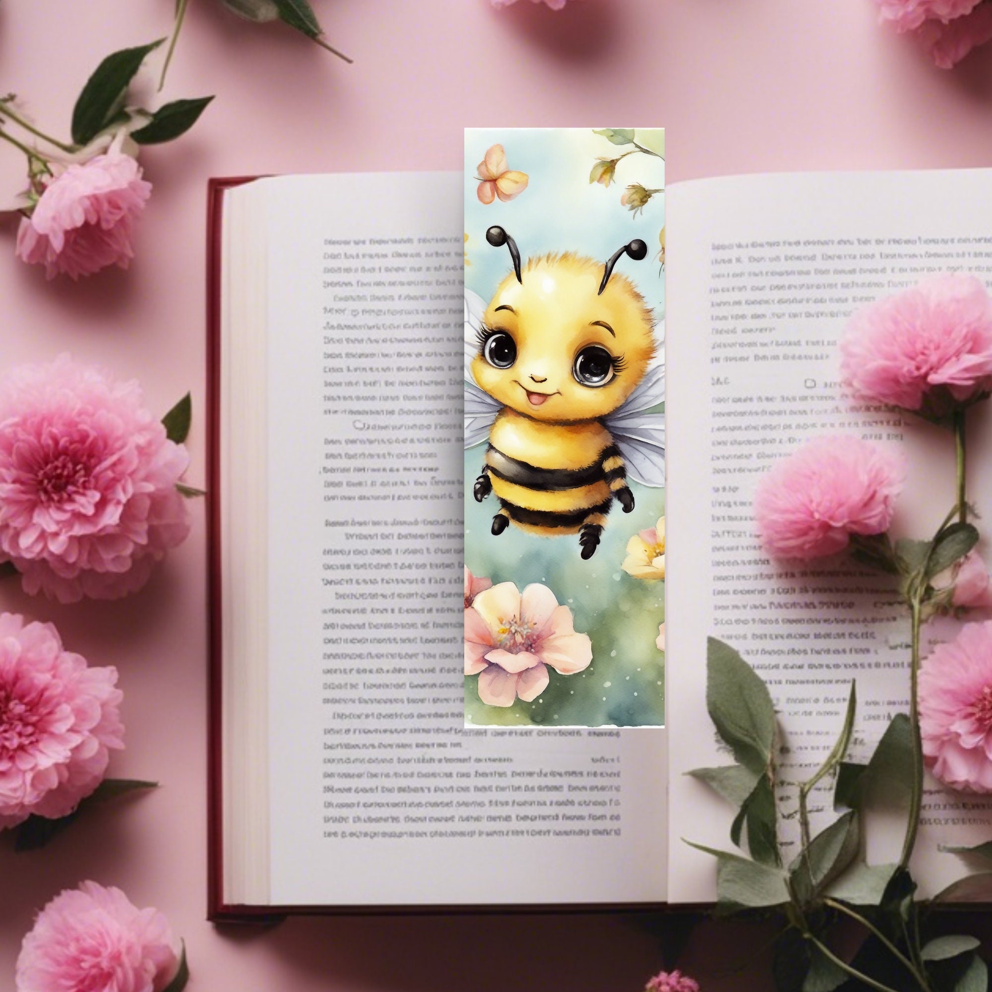 Bees Bookmark Printable, Digital Bee Bookmark, Book Lovers Designs ...