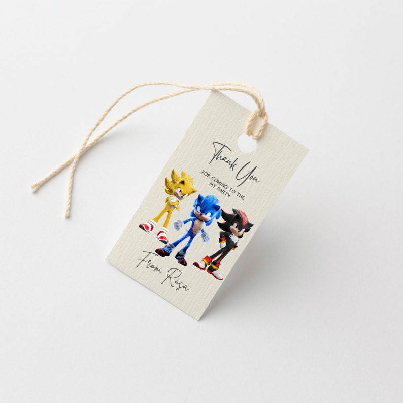 Sonic Thank You Tag Template Editable Thank You Tag Birthday - Etsy