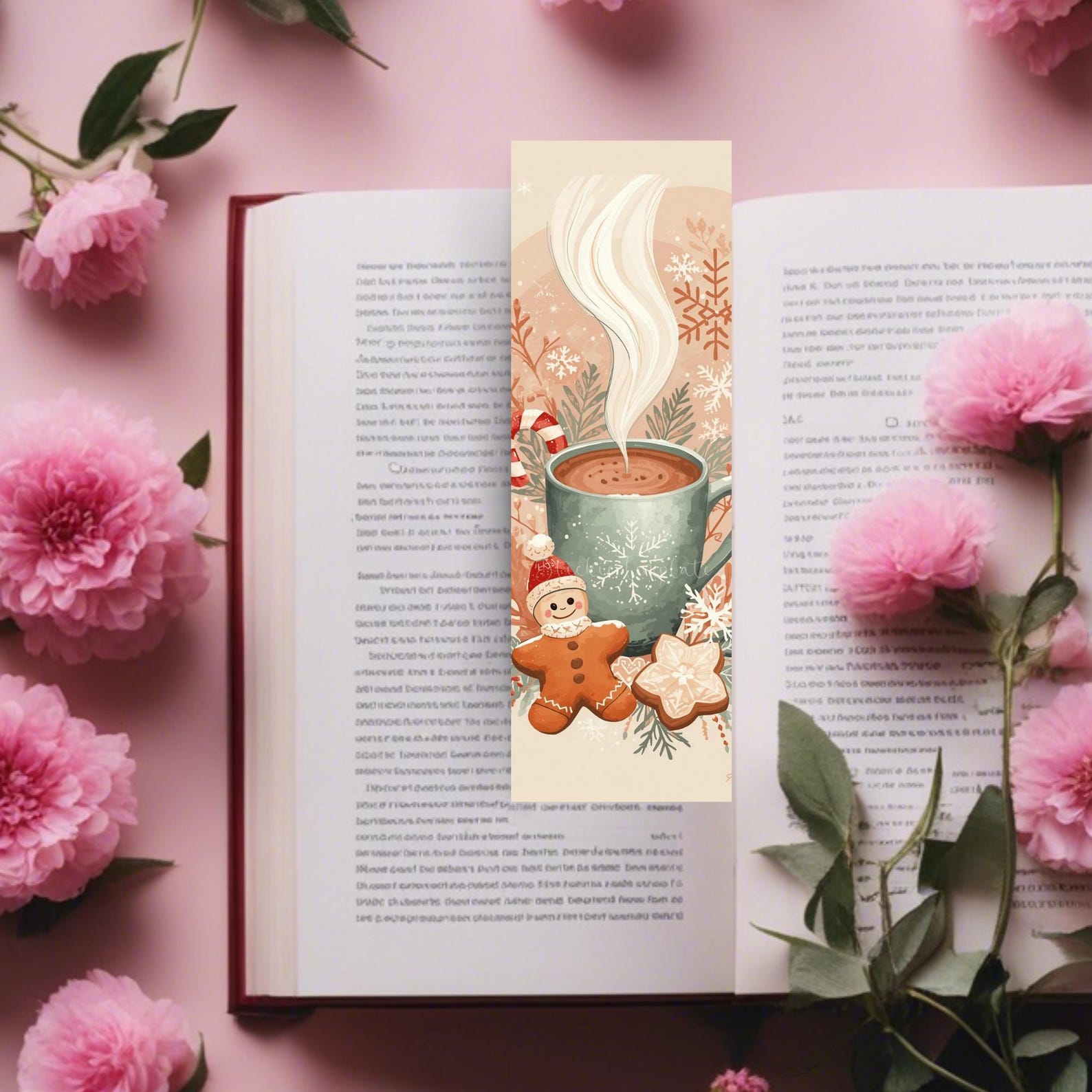 Watercolor Hot Cocoa Mug Bookmark Printable, Christmas Bookmark ...