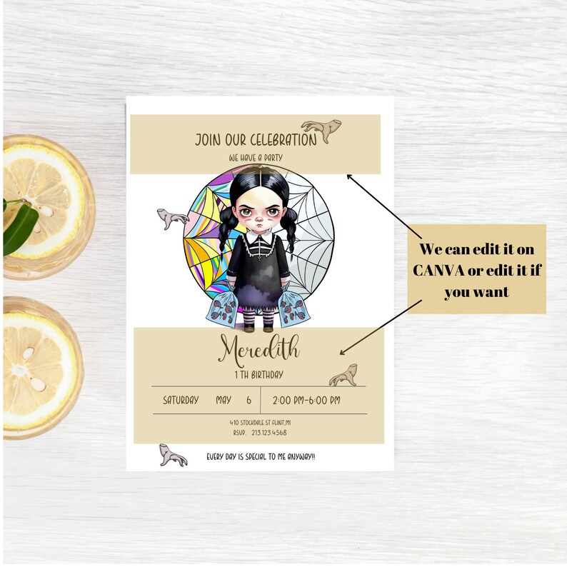 Wednesday Birthday Invitation Printable Wednesday Addams - Etsy