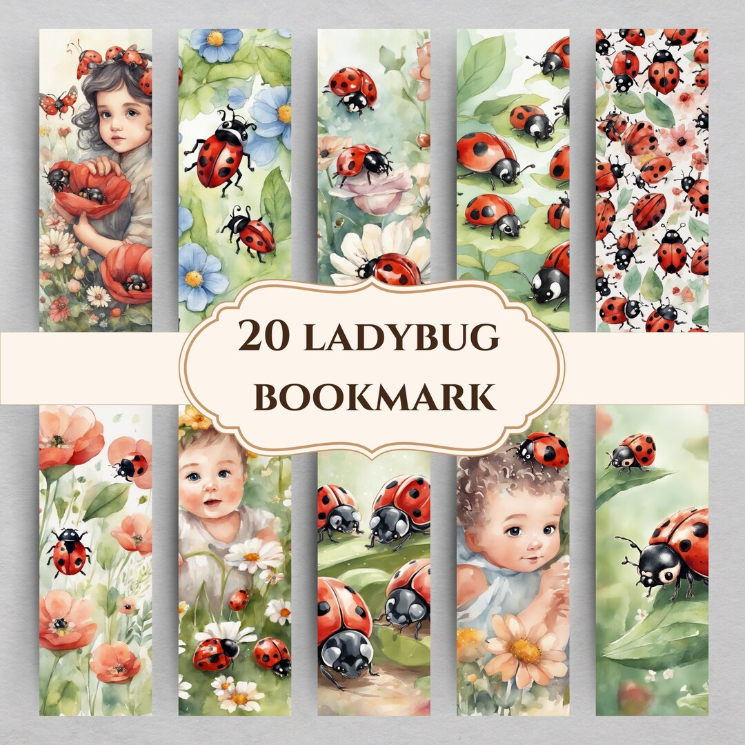Ladybug Bookmark Printable, Book Lovers Designs, Digital Letter Size ...