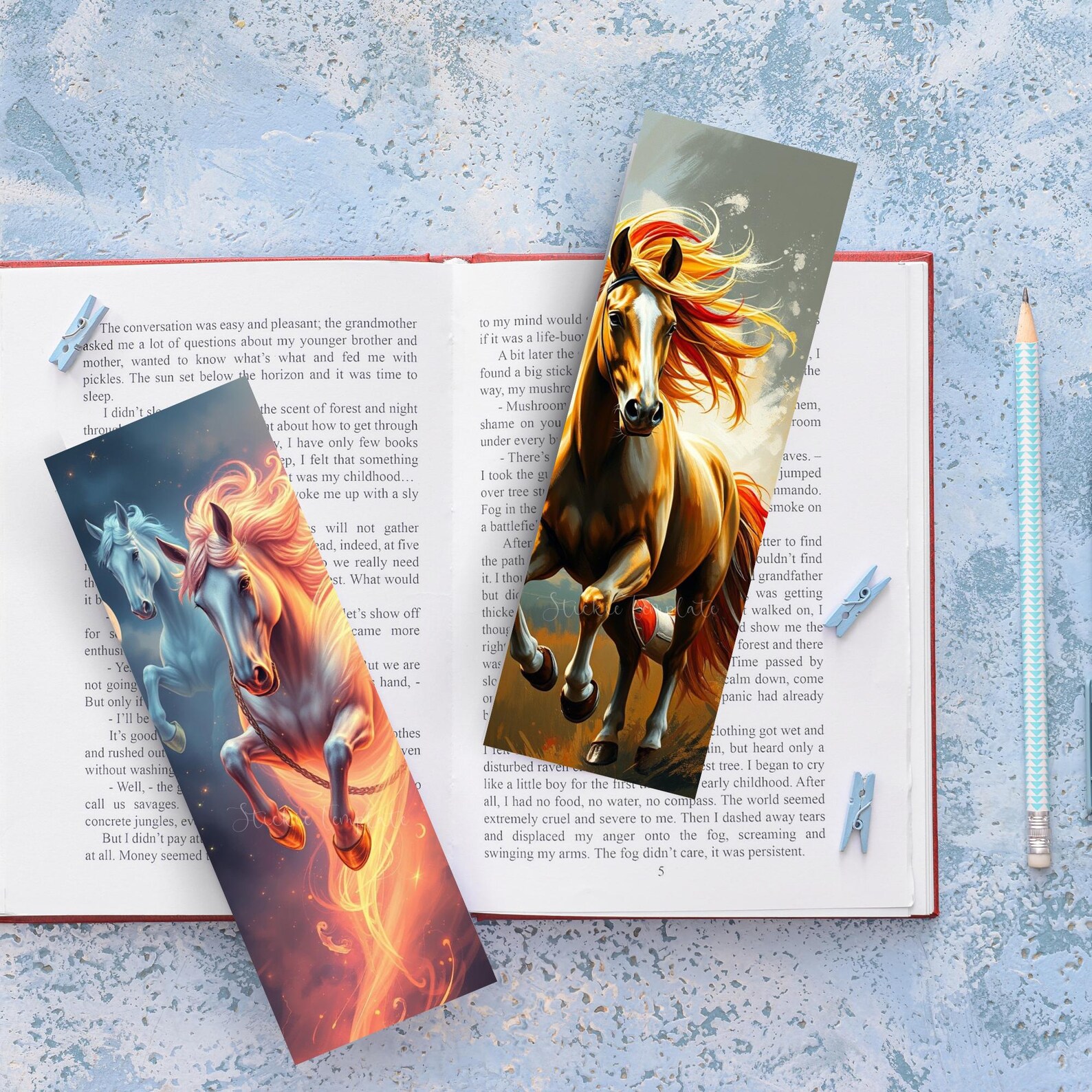 Horse Bookmarks Printable, Book Lovers Designs, Digital Oil Painting ...