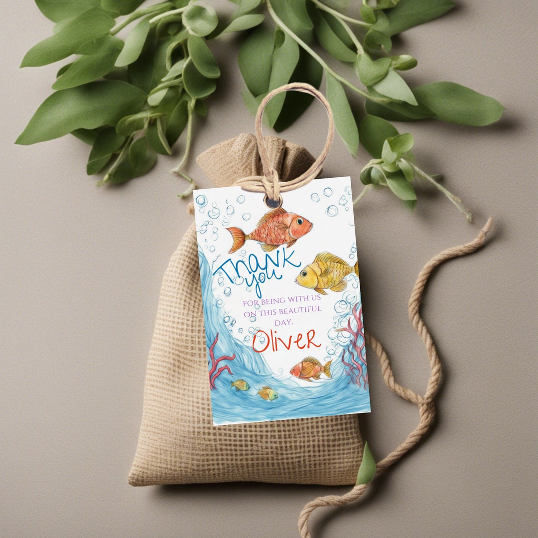 Oneder the Sea Thank You Tag Template, Digital Oneder the Sea Child ...