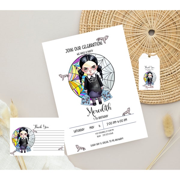 Wednesday Addams Editable Invitation - Etsy