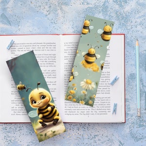 Bees Bookmark Printable, Digital Bee Bookmark, Book Lovers Designs ...