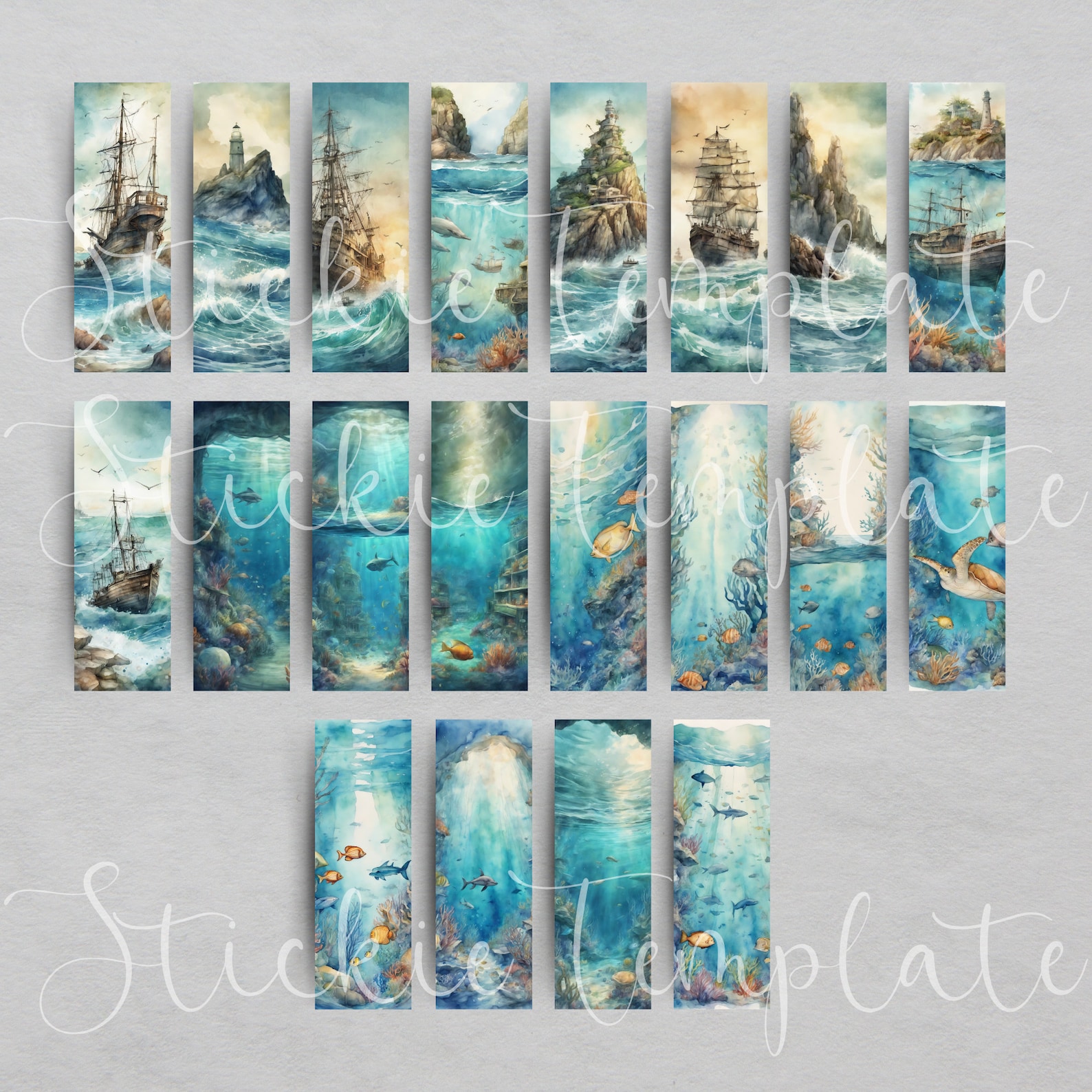 Nautical Bookmark Printable, Book Lovers Designs, Ocean Digital Letter ...