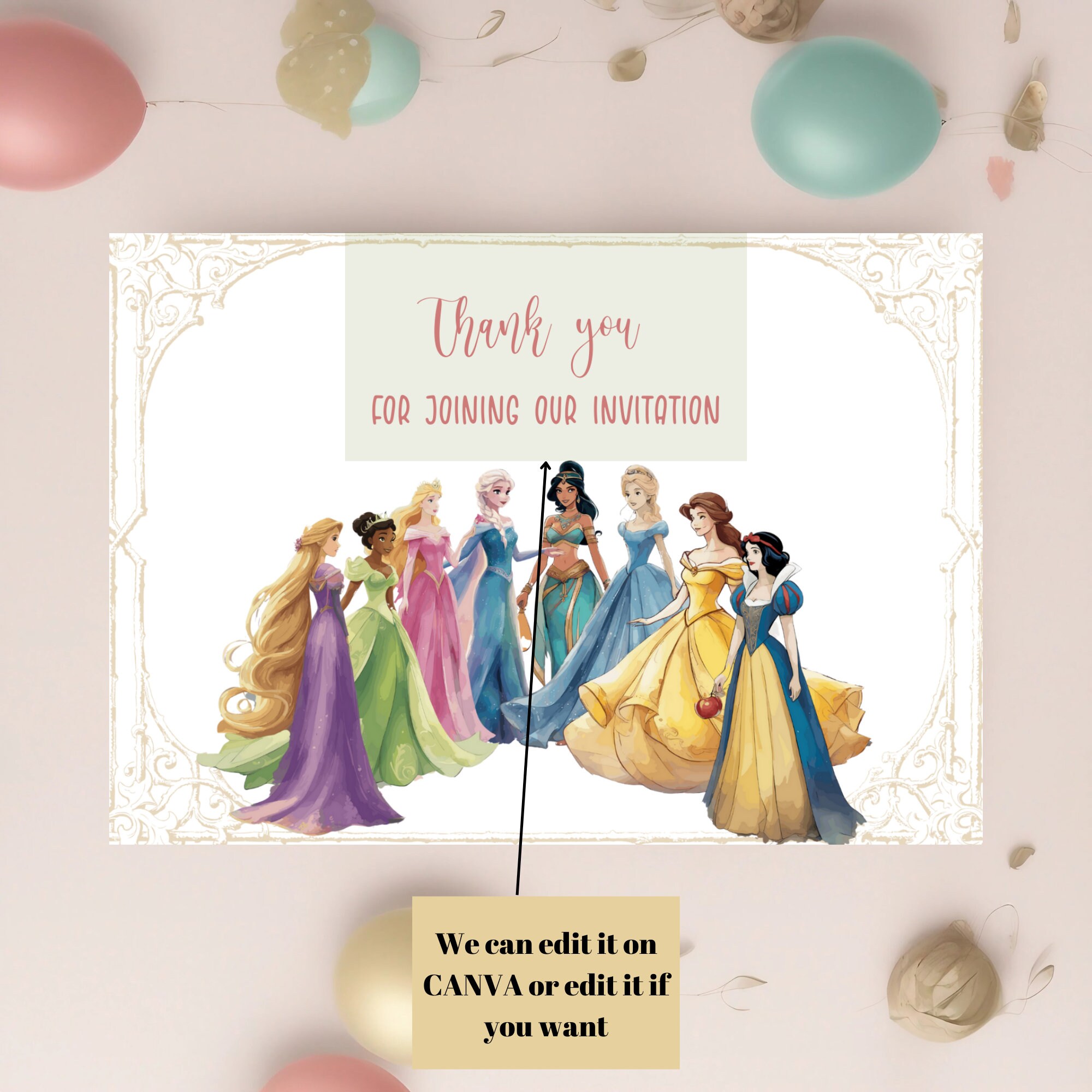 Princess Birthday Invitation Princesses Birthday Party - Etsy
