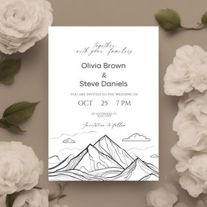 Mountain Wedding Invitation Set, Mountain Invitation, Rustic Wedding ...
