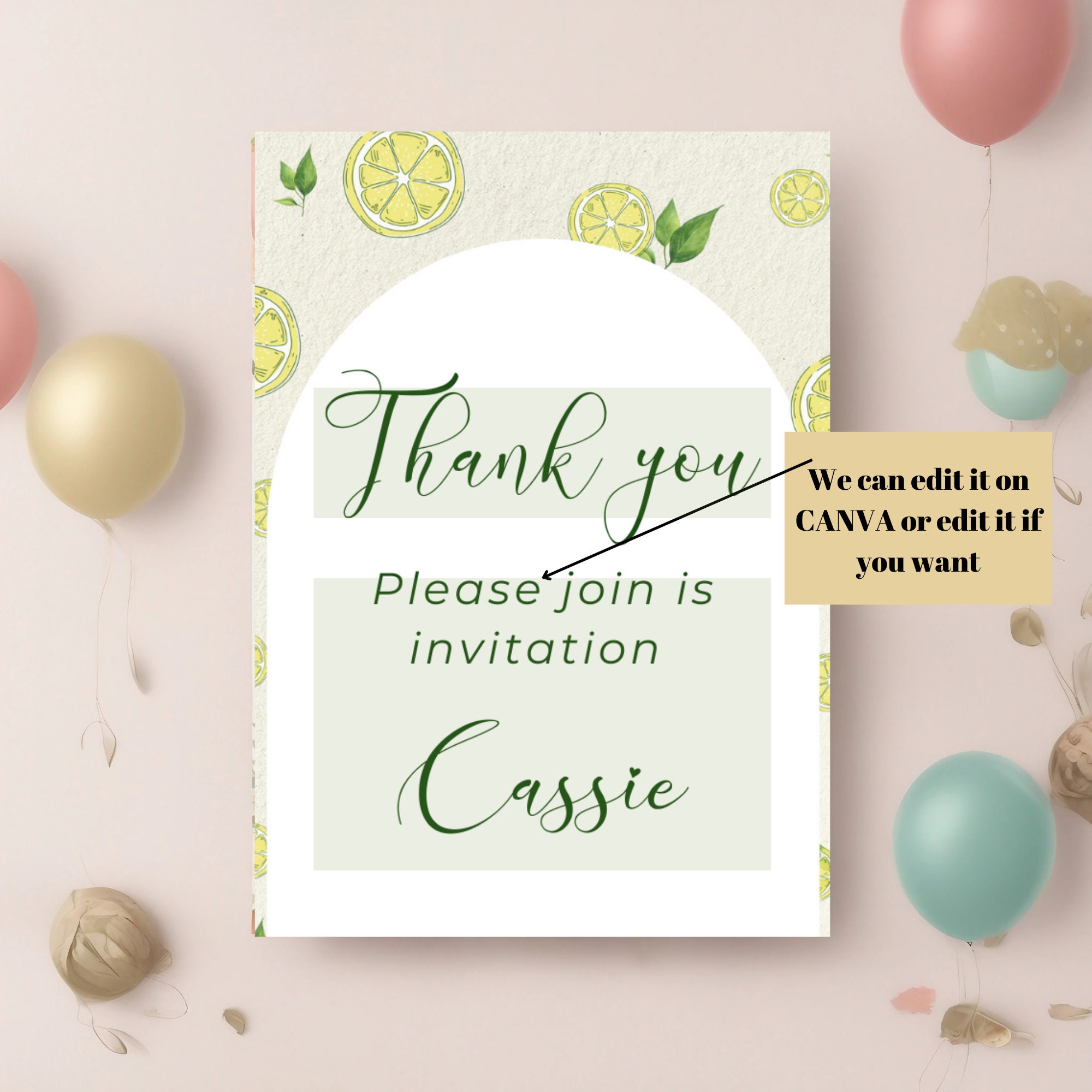 Editable Lemon Birthday Invitation Template First Birthday - Etsy