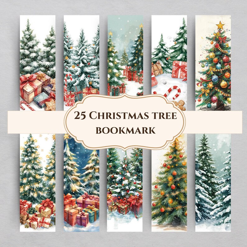 135 Christmas Bookmark Printable, Christmas Tree Gift Bookmark ...