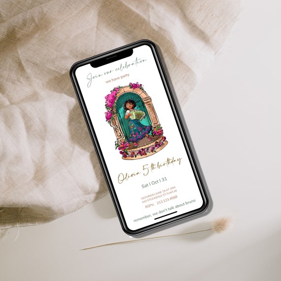 Encanto Birthday Invitation Digital Mobile Phone Text Girl - Etsy