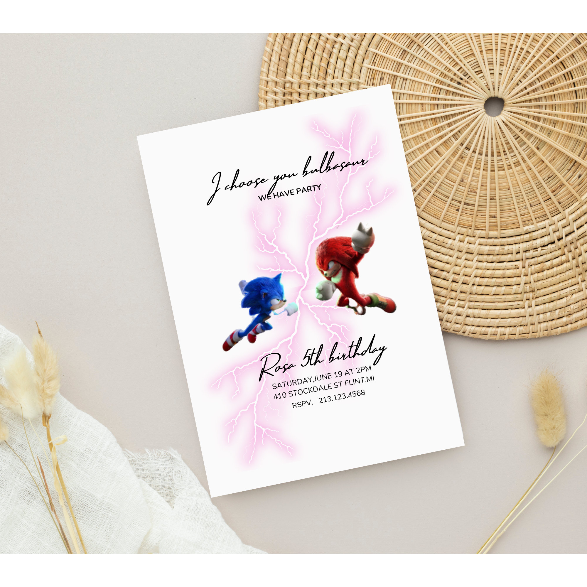 Sonic the Hedgehog Invitation Kids Birthday Invitation Template ...