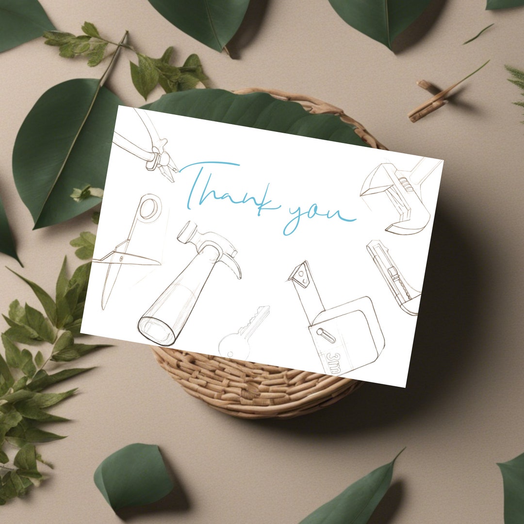 Builder Tools Thank You Card, Construction Tools 30th Birthday Party ...