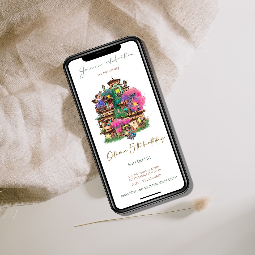 Encanto Birthday Invitation, Girl Mobile Phone Text Encanto Party ...