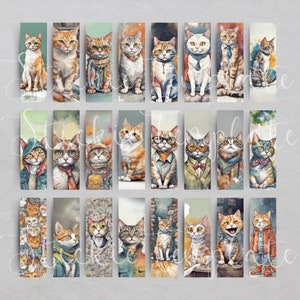 Cat Bookmark Printable, Cat Digital Bookmark Gift, Book Lovers Designs ...