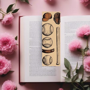 Baseball Bookmark Printable, Digital Baseball Bookmark, Book Lovers ...