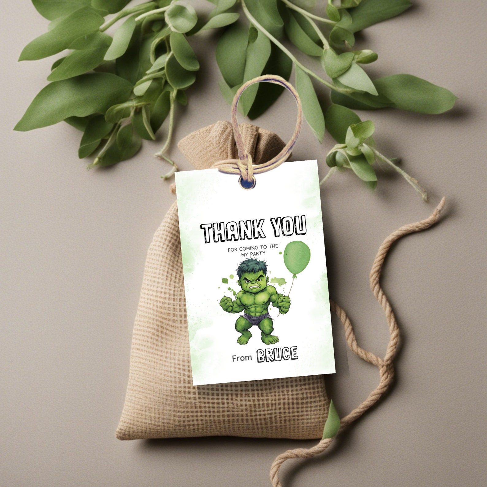 Superhero Thank You Tag Template, Editable Thank You Tag, Hulk Tag ...