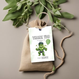 Superhero Thank You Tag Template, Editable Thank You Tag, Hulk Tag ...