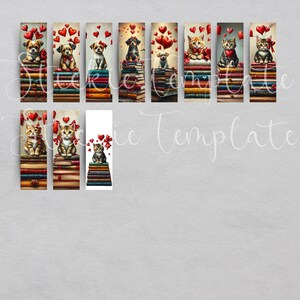 Valentine's Day Bookmarks Printable, Book Lovers Designs, Digital Cat ...