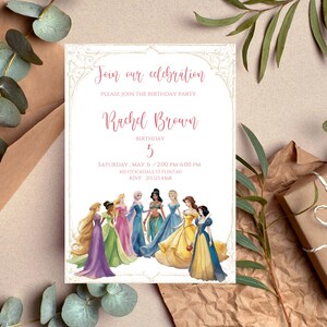 Princesses Birthday Party Invitation, Princess Birthday Invitation ...
