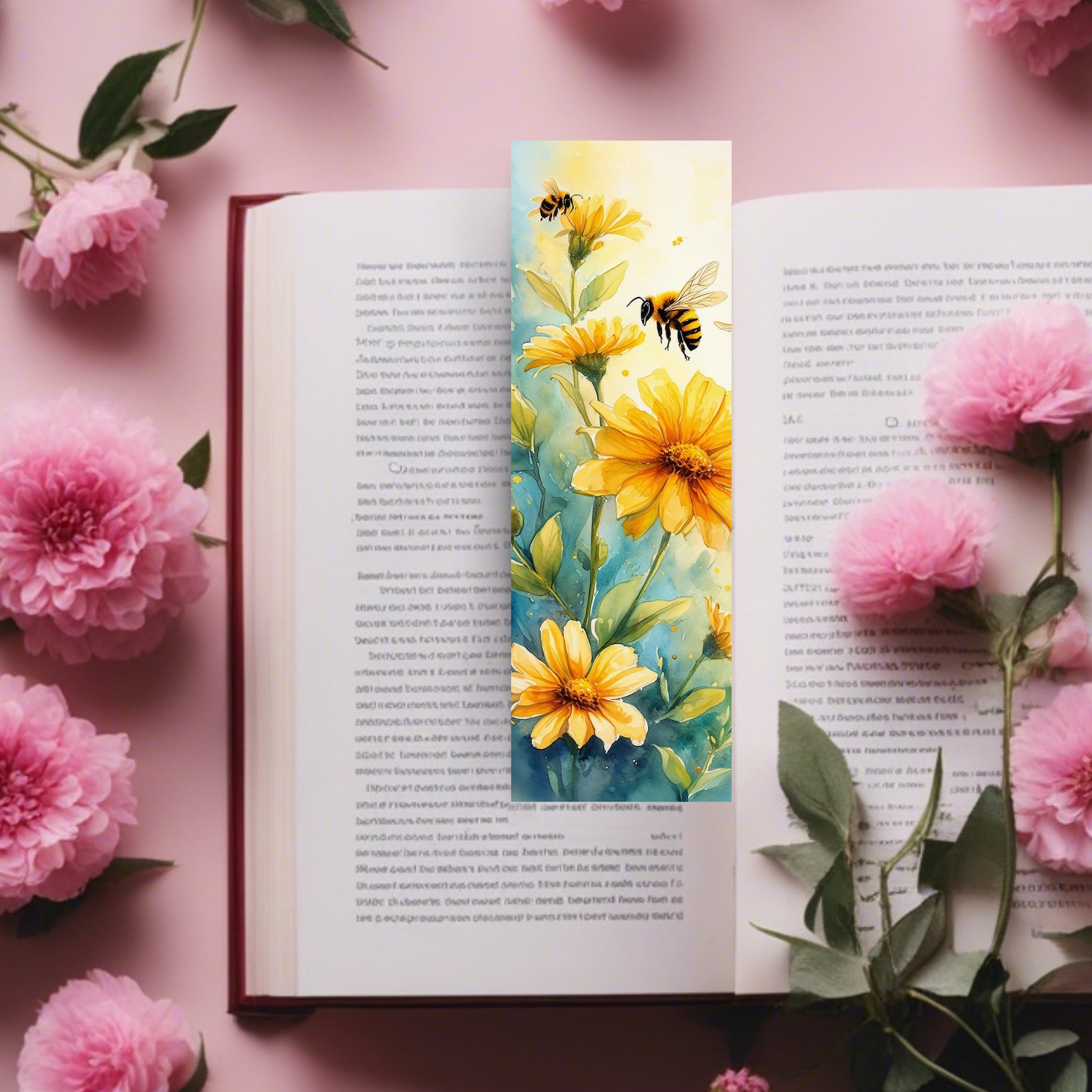 Bee Bookmark Printable, Digital Bee Bookmark, Book Lovers Designs ...