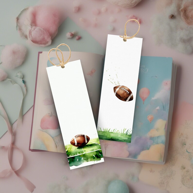 Football Bookmark Printable, Digital Football Bookmark, Book Lovers ...