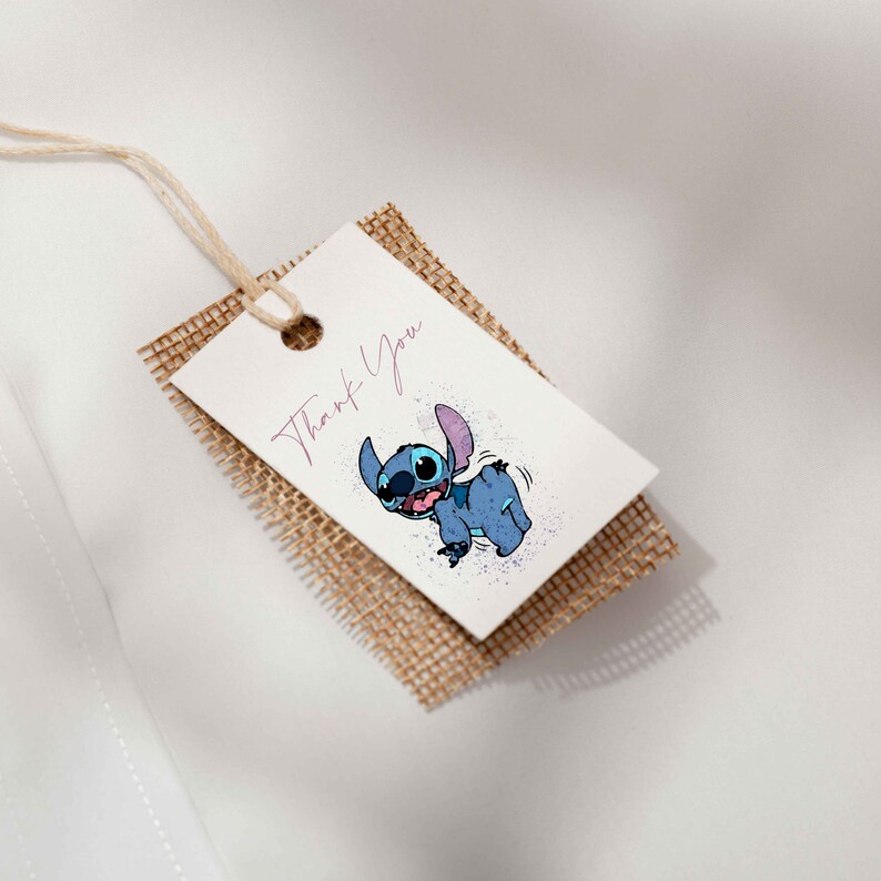 Stitch Birthday Thank You Tag Template Personalized Digital - Etsy