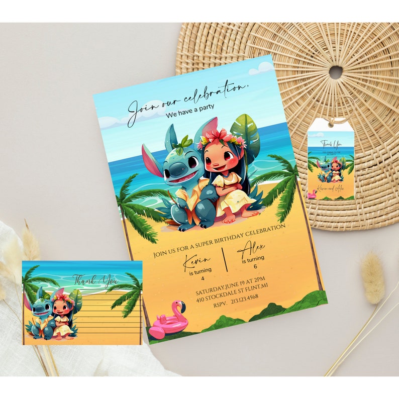 Lilo and Stitch Birthday Invitation Template Personalized - Etsy