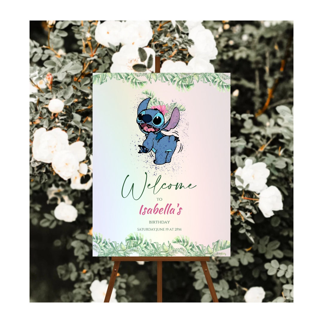 Stitch Welcome Sign Stitch Birthday Girl Invitation Template - Etsy