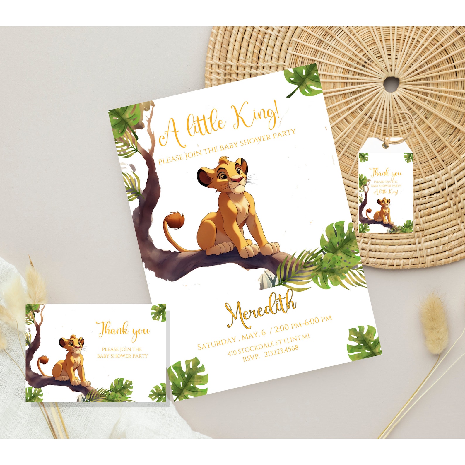 Lion King Baby Shower Invitation, Lion King Digital Invitation Template ...