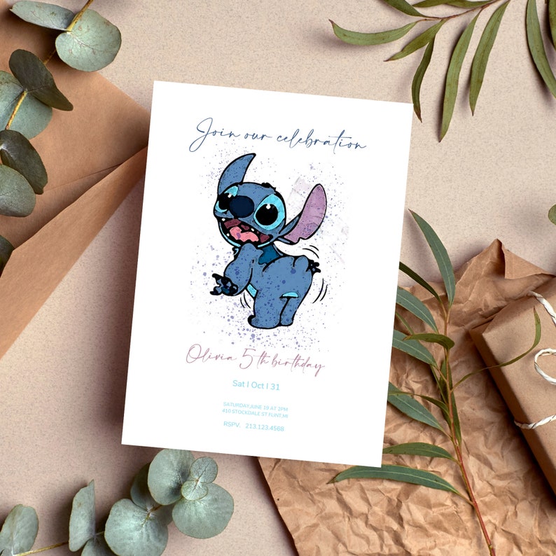 Stitch Birthday Invitation, Stitch Party, Stitch Party Invite, Beach ...