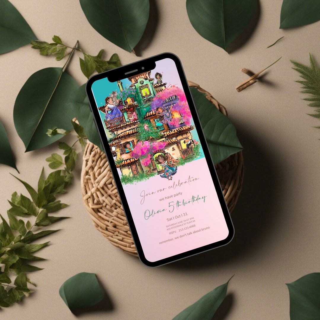 Isabella Encanto Birthday Invitation, Digital Mobile Phone Text Girl ...