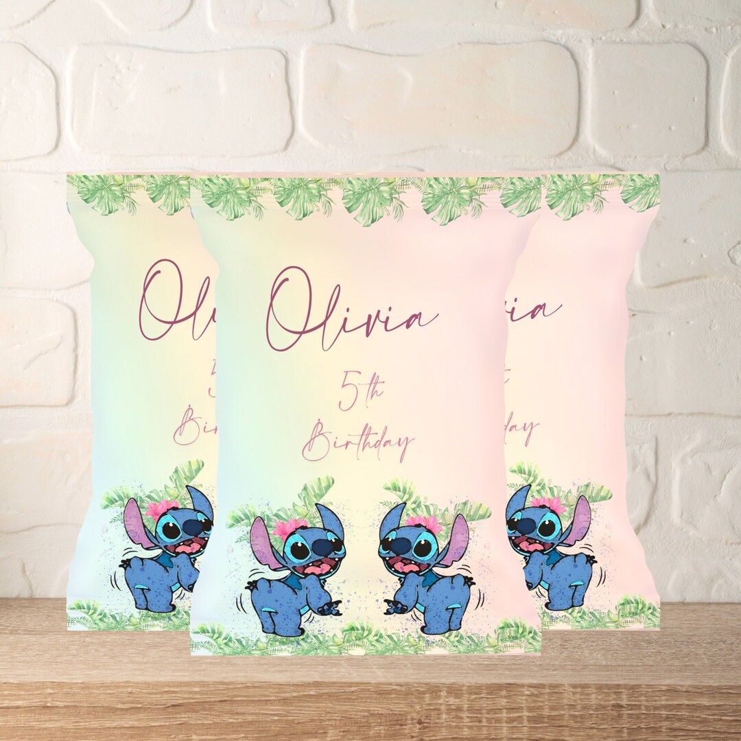 Stitch Birthday Chip Bag Label, Kids Birthday Chip Bag, Stitch Chip Bag ...