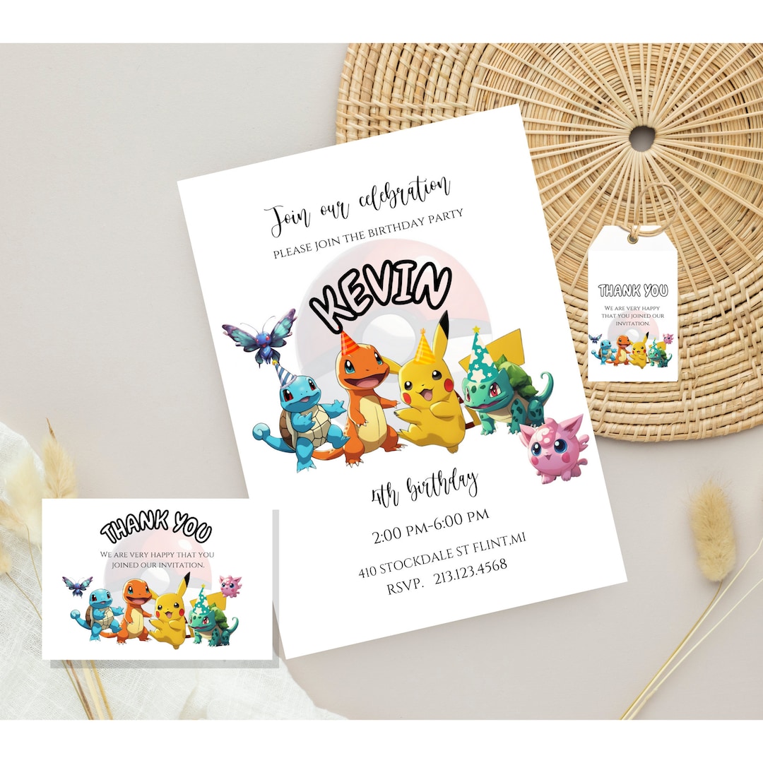 Pokemon Birthday Invitation, Editable Pokemon Party Invite, Digital ...