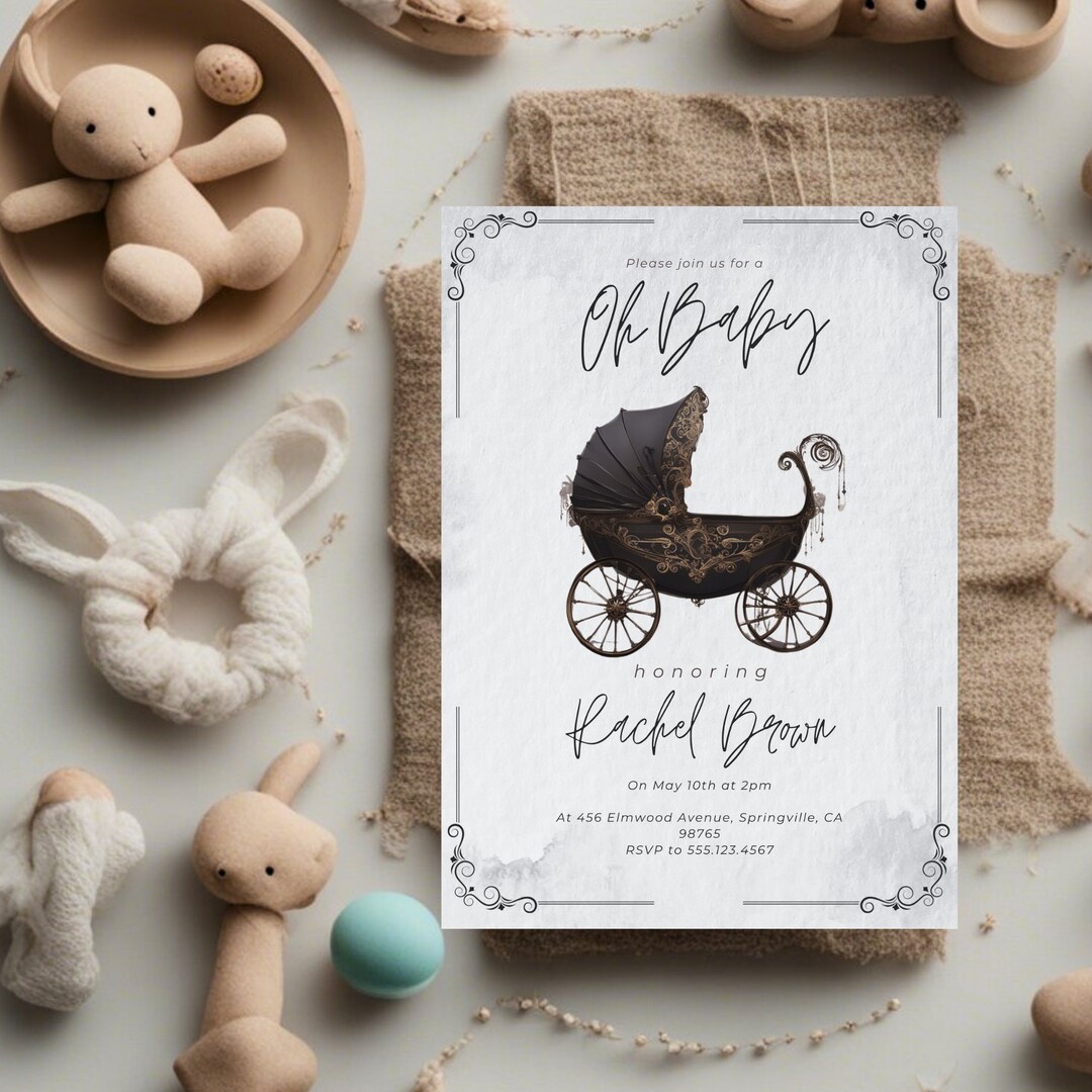 Gothic Gender Neutral Baby Shower Invitation, Halloween Boho Neutral ...