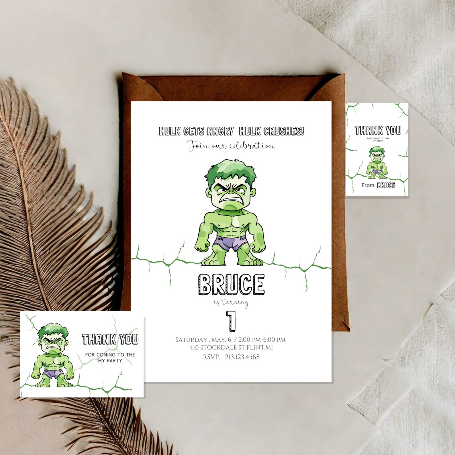 Hulk Birthday Invitation Template, Superhero Birthday Invite, Hulk ...