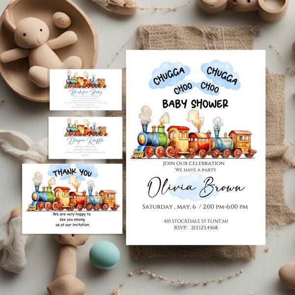 Baby Shower Train Theme Invites - Etsy