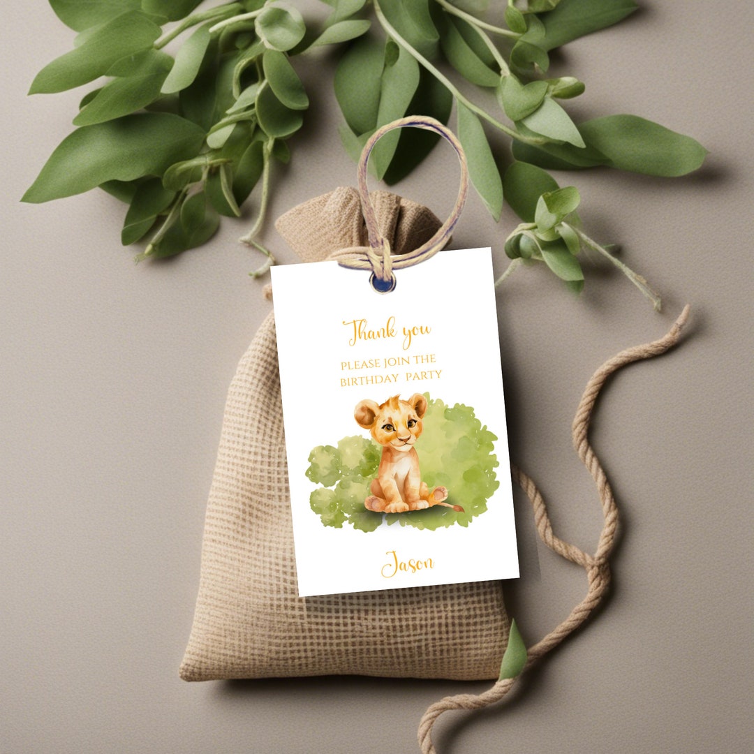 Lion King Thank You Tag, Birthday Lion King Editable Thank You Tag, A ...