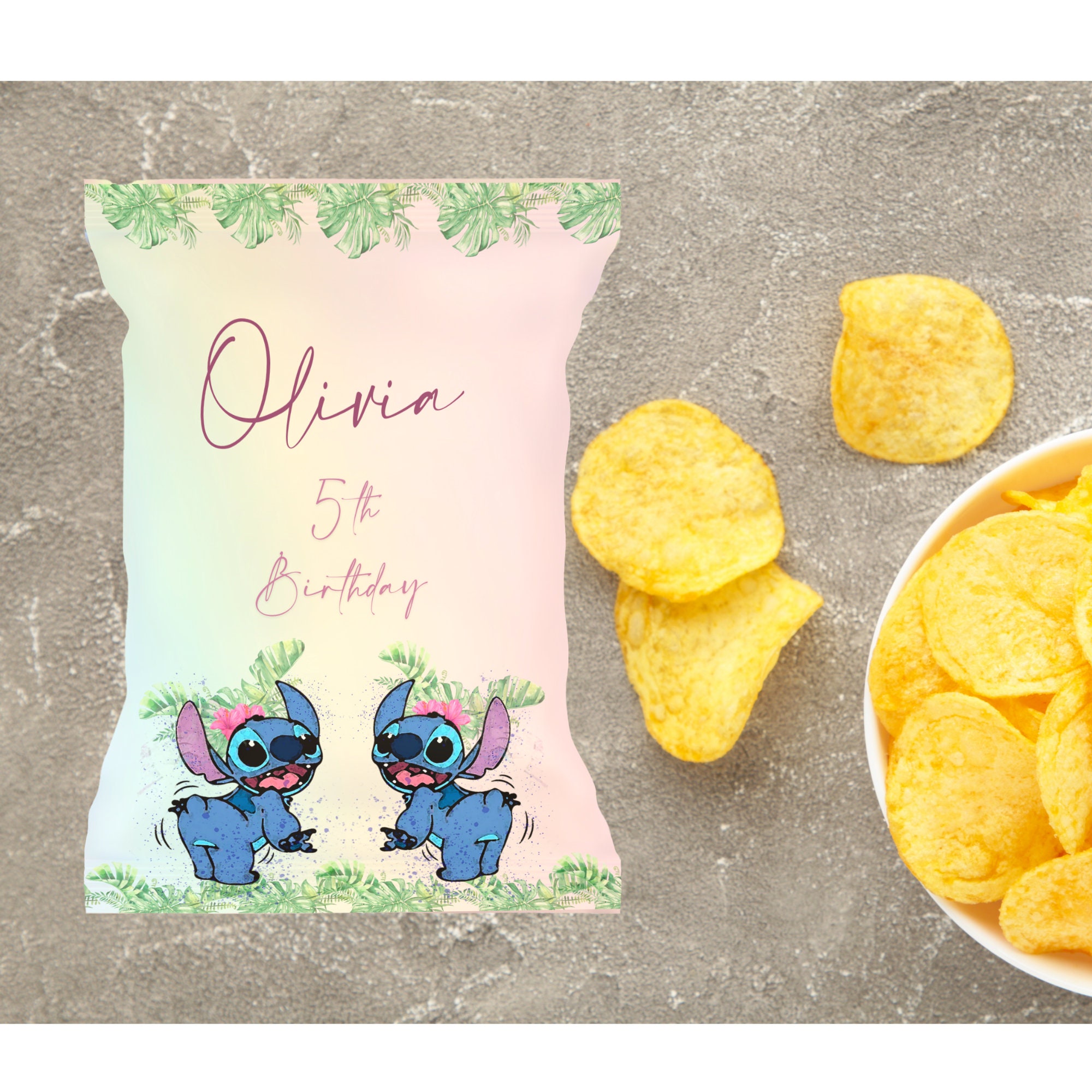 Stitch Birthday Chip Bag Label Kids Birthday Chip Bag Stitch - Etsy ...
