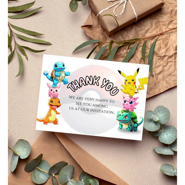 Pikachu Thank Card - Etsy