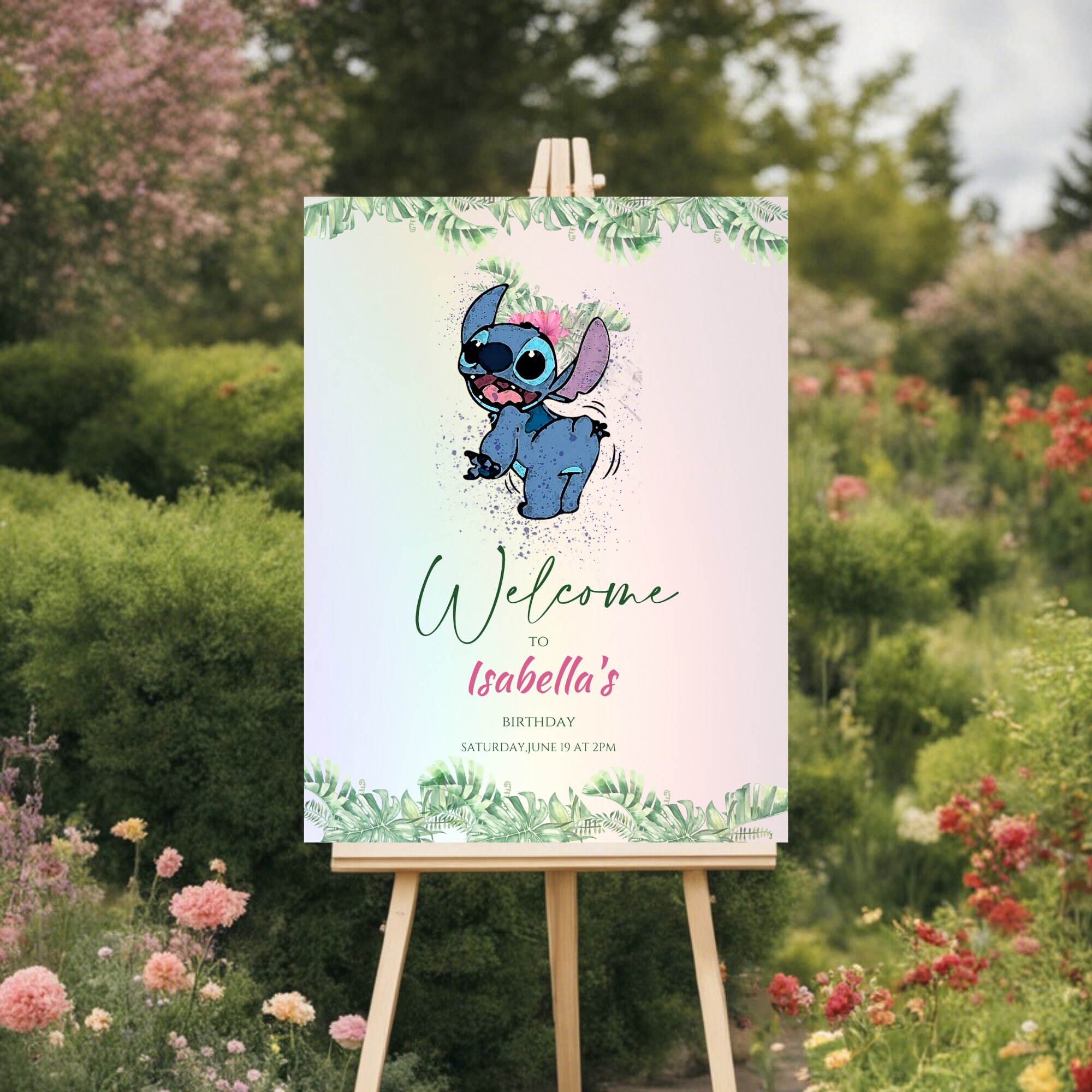Stitch Welcome Sign, Stitch Birthday Girl Invitation Template, Welcome Sign Template, Stitch ...