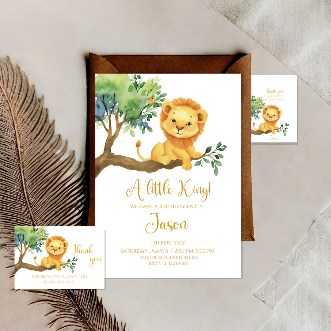 Lion King Birthday Invitation, Lion King Digital Invitation Template ...