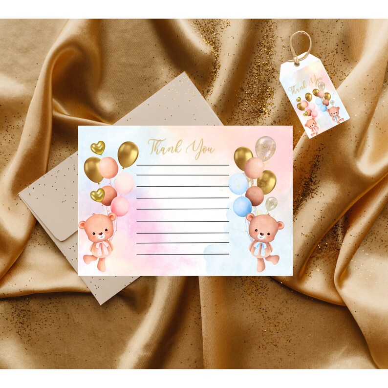 Teddy Bears Gender Reveal Invitation Balloon Gender Reveal - Etsy