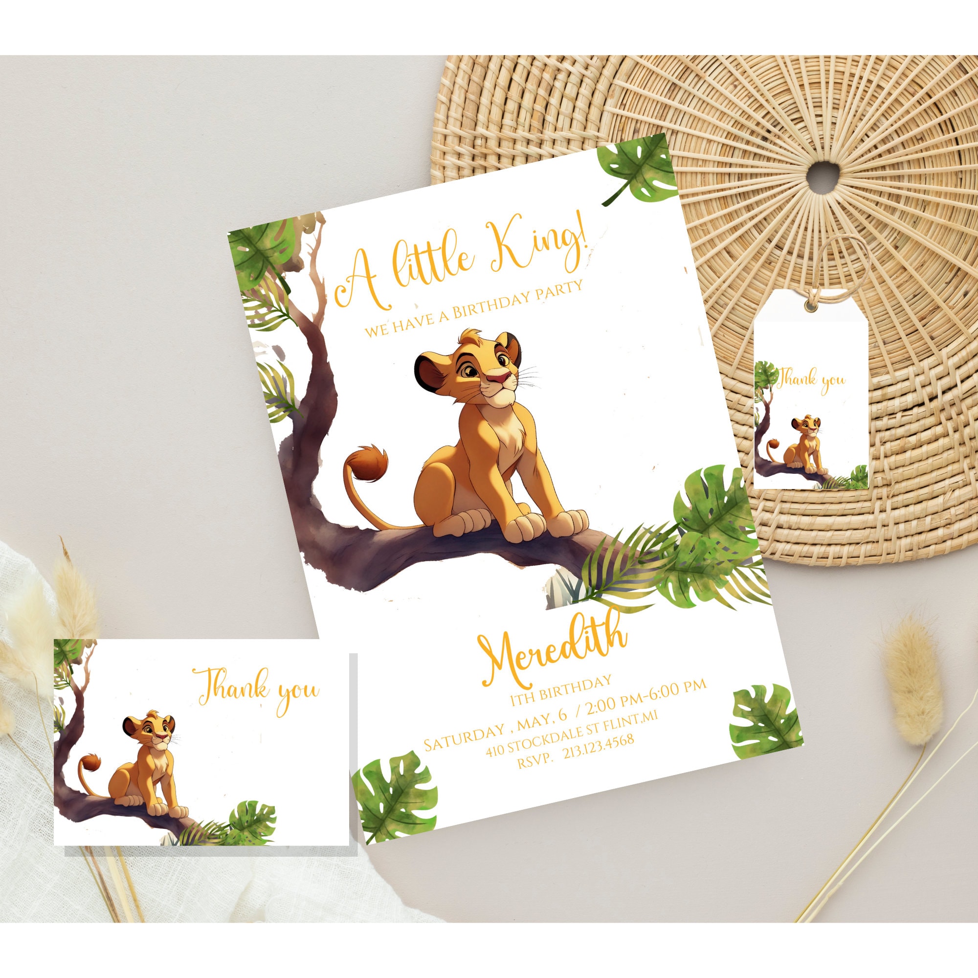 Lion King Birthday Invitation, Lion King Digital Invitation Template ...